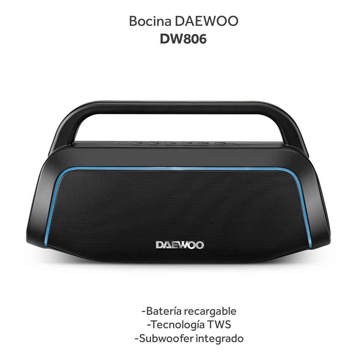 Bocina Inalámbrica Bluetooth Recargable Radio Fm Tws Dw806 Color Negro – Daewoo