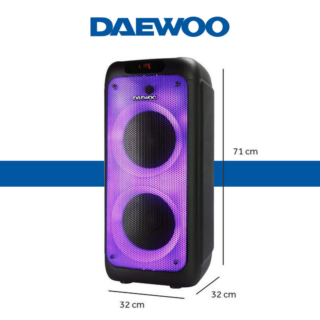 Bocina recargable bluetooth 2x8" Daewoo PARTY DW-2000 - Selectsound.com.mx